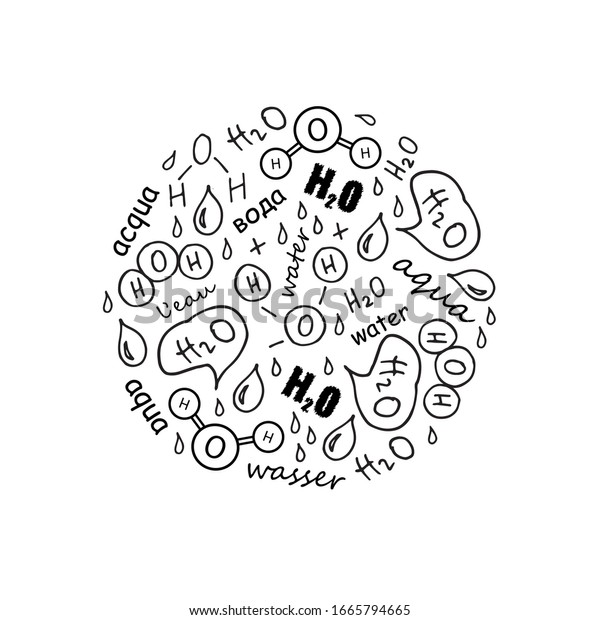 H2o Hand Drawn Set Symbols Signs Stock Vector (Royalty Free) 1665794665 ...