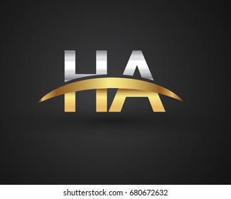 Ha Initial Logo Company Name Colored Stock Vector (Royalty Free ...