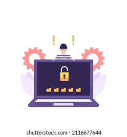 Hacker Cracker Hijacker Criminal Illustration Mysterious Stock Vector ...
