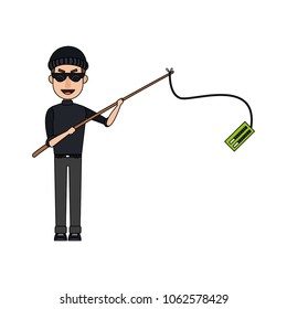 Cyber Thief Hacker Holding Fishing Rod Stock Vector (Royalty Free ...
