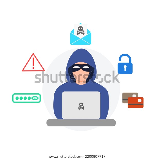 Hacker Front Laptop Simple Illustration Hacker Stock Vector (Royalty ...