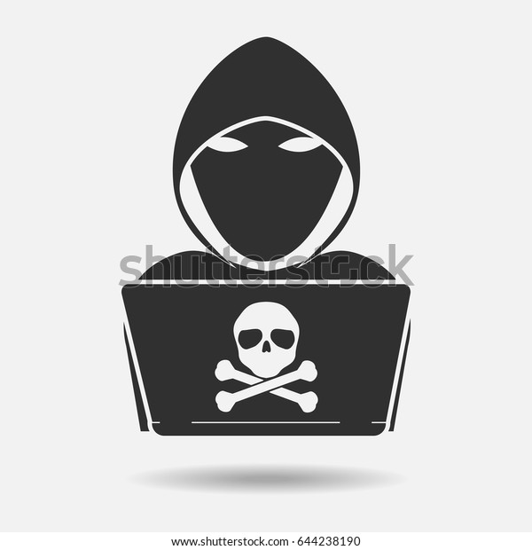 Hacker Icon Black Shadow Skull Cross Stock Vector (Royalty Free ...