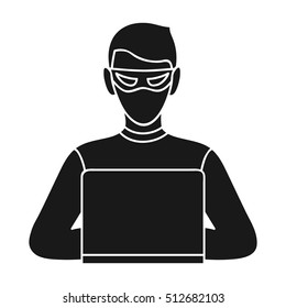 Hacker Icon Black Style Isolated On Stock Vector (Royalty Free ...