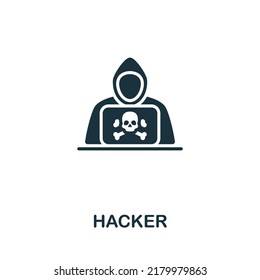 Hacker Icon Monochrome Simple Line Cybercrime Stock Vector (Royalty ...