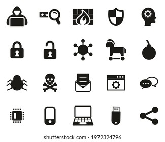 Hacker Icons Black White Set Big Stock Vector (Royalty Free) 1972324796 ...
