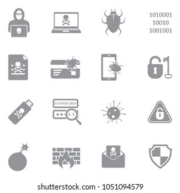 Hacker Icons Gray Flat Design Vector Stock Vector (Royalty Free ...
