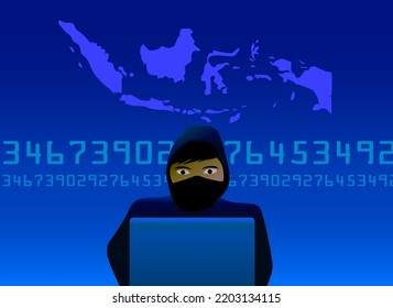 Hacker Illustration Face Indonesia Map Hacker Stock Vector (Royalty ...