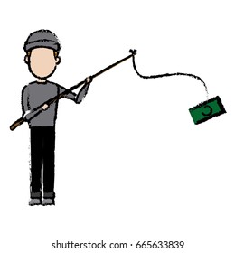 Cyber Thief Hacker Holding Fishing Rod Stock Vector (Royalty Free ...