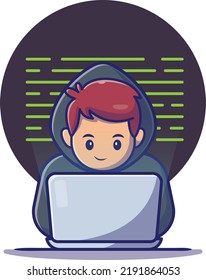 Hacker Operating Laptop Cartoon Icon Illustration Stock Vector (Royalty ...