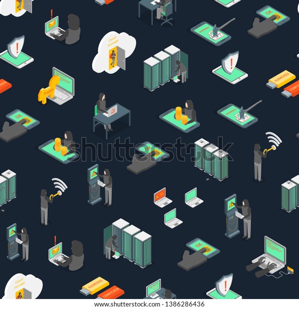 Hacker Signs 3d Seamless Pattern Background Stock Vector (Royalty Free ...