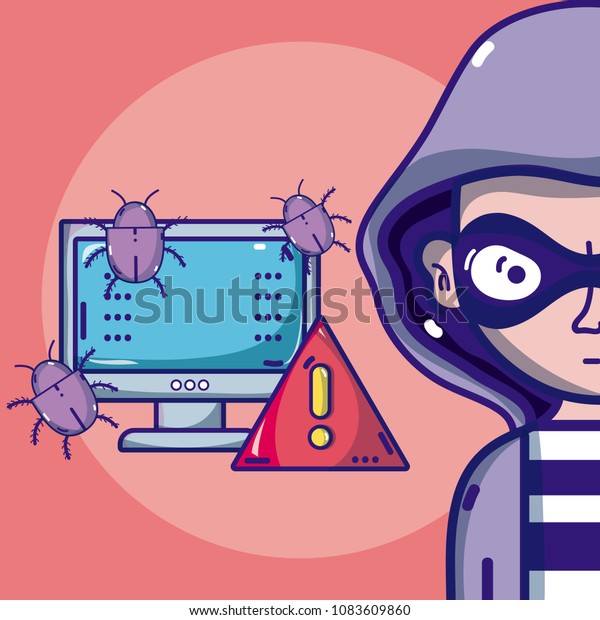 Hacker Symbols Cartoons Stock Vector (Royalty Free) 1083609860 ...