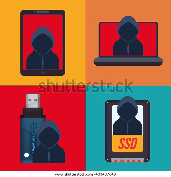 Hacker Usb Ssd Laptop Smartphone Icon Stock Vector (Royalty Free ...