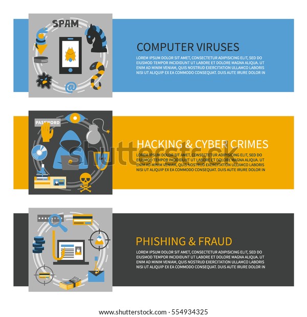 Hacking Cyber Crime Horizontal Vector Banner Stock Vector (Royalty Free ...