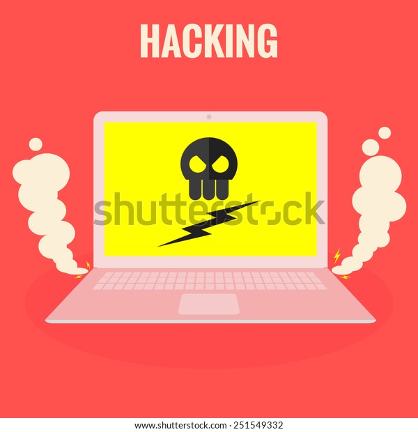 Hacking Flat Icon Virus Infection Computer Stock Vector (Royalty Free ...