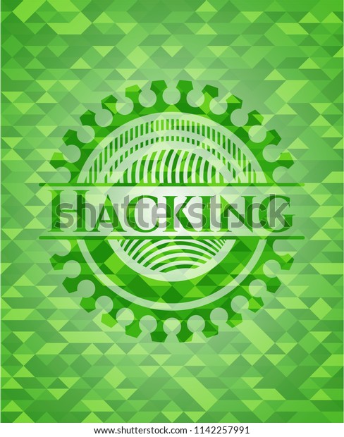 Hacking Realistic Green Emblem Mosaic Background Stock Vector (Royalty ...