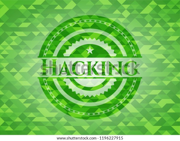 Hacking Realistic Green Emblem Mosaic Background Stock Vector (Royalty ...
