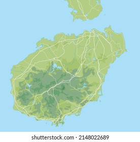 Physical Map Hainan Island Transportation Cities Stock Vector (Royalty ...