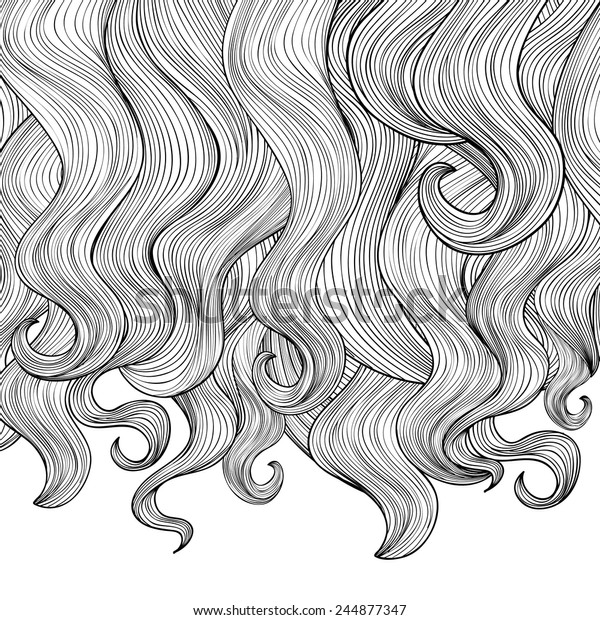 Hair Background Beautiful Curly Hair Border Stock Vector (Royalty Free ...