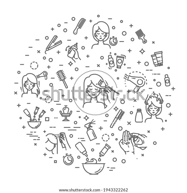 Hair Coloring Styling Process Stock Vector (Royalty Free) 1943322262 ...