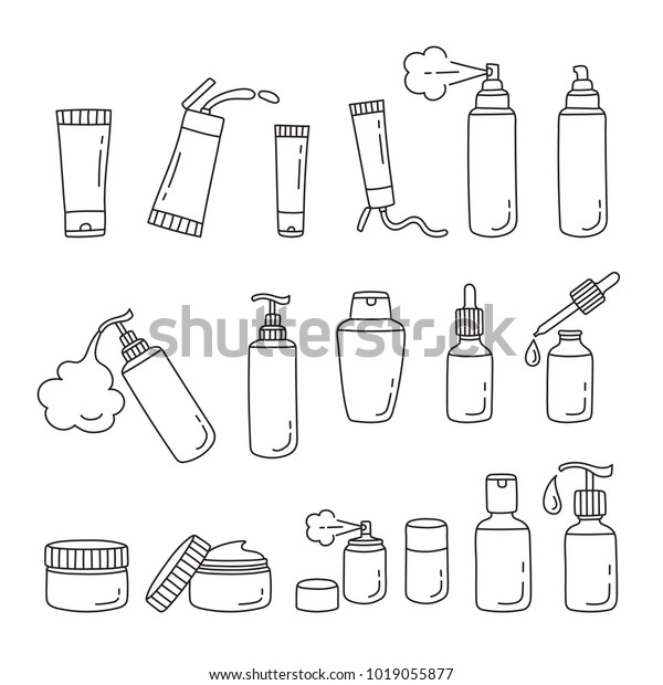 Hair Cosmetics Packaging Set Outline Accessories Stock Vector (Royalty ...