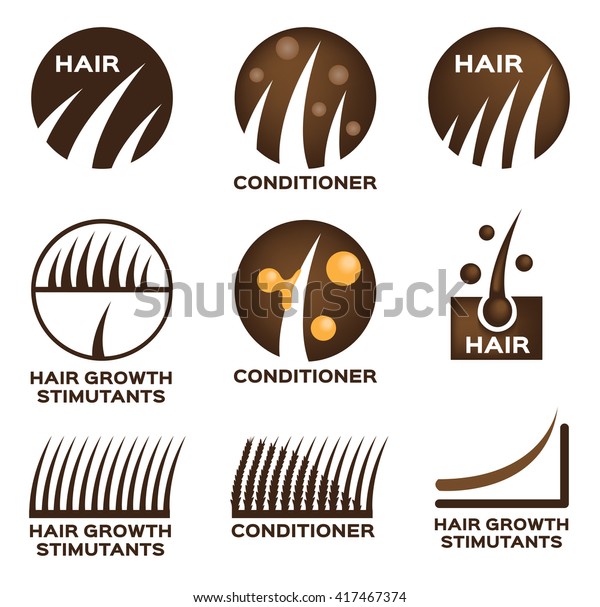 Hair Logo Set Vector 9 Icon Stock Vector (Royalty Free) 417467374