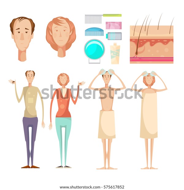 Hair Loss Problem Isolated Infographic Elements Stock Vector (Royalty ...
