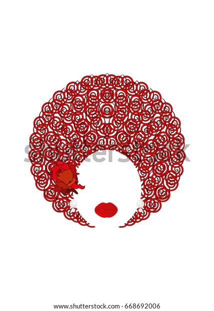 Hair Style Logo Red Afro Hair Stock Vector (Royalty Free) 668692006 ...