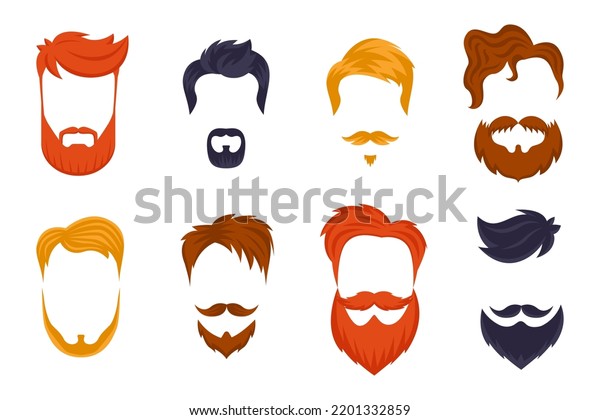 Hairstyles Beards Men Flat Vector Illustrations Stock Vector (Royalty ...