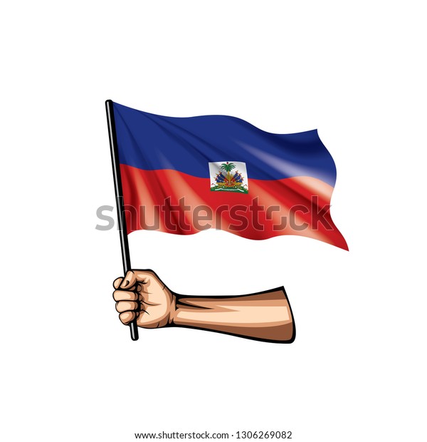 Haiti Flag Hand On White Background Stock Vector (Royalty Free ...