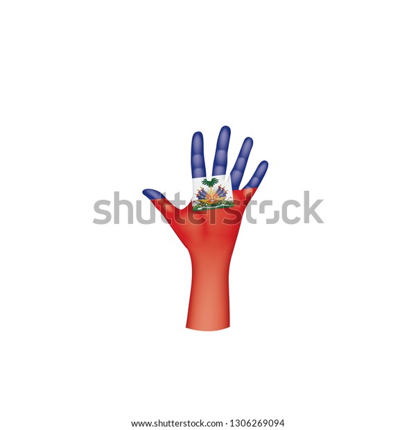 Haiti Flag Hand On White Background Stock Vector (Royalty Free ...
