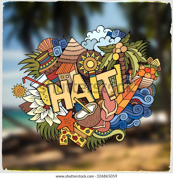 Haiti Hand Lettering Doodles Elements Symbols Stock Vector (Royalty ...