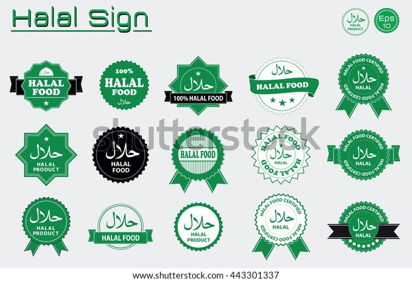 Halal Food Labels Vector Set Badges Stock Vector (Royalty Free) 443301337