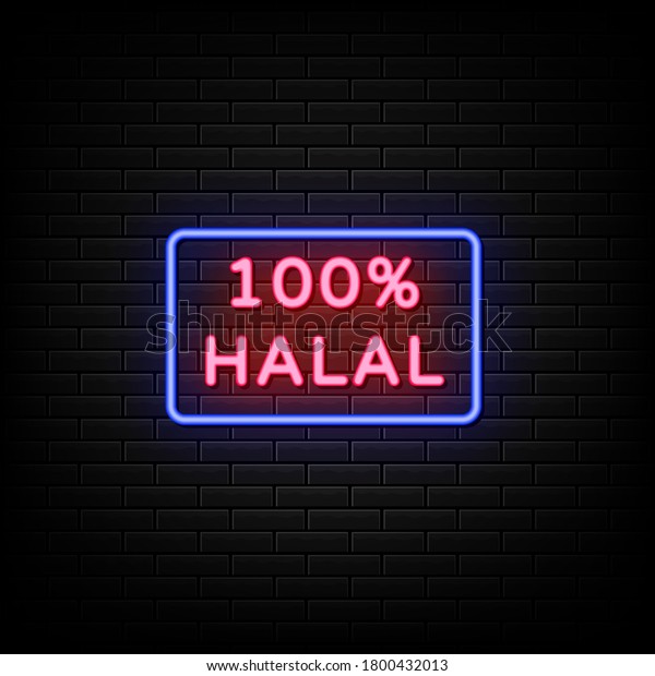 Halal Neon Sign Style Vector Stock Vector (Royalty Free) 1800432013 ...