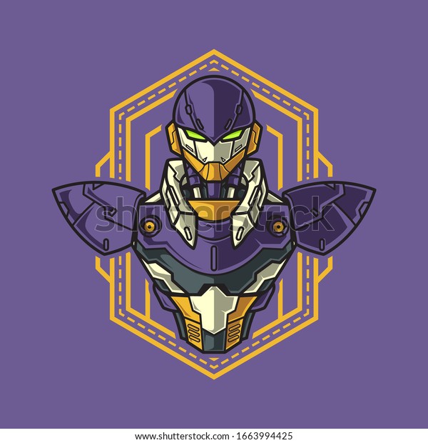 Half Body Mecha Illustration Geometrical Background Stock Vector ...