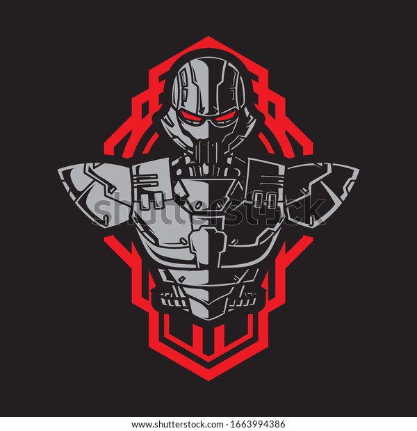 Half Body Mecha Illustration On Geometrical Stock Vector (Royalty Free ...
