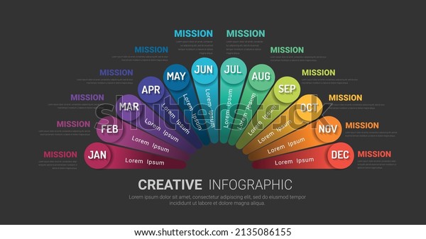 Half Circle Infographic All Month Planners Stock Vector (Royalty Free ...