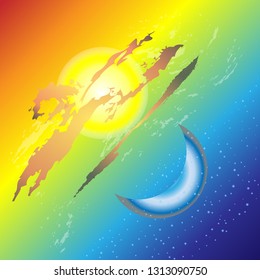 Half Day Half Night Vector Drawing Stock Vector (Royalty Free ...