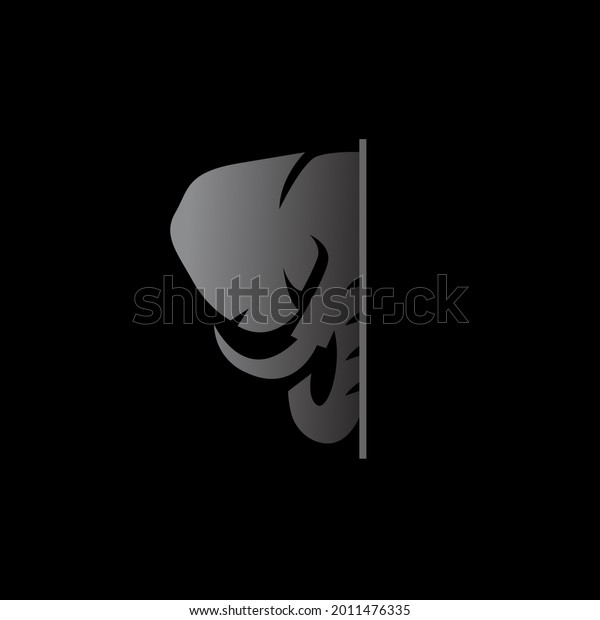 Half Elephant Head Face Hiding Grey Stock Vector (Royalty Free ...