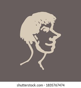 Half Face Silhouette Vector Hand Drawn Stock Vector (Royalty Free ...
