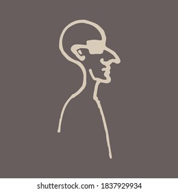 Half Face Silhouette Vector Hand Drawn: เวกเตอร์สต็อก (ปลอดค่าลิขสิทธิ์ ...