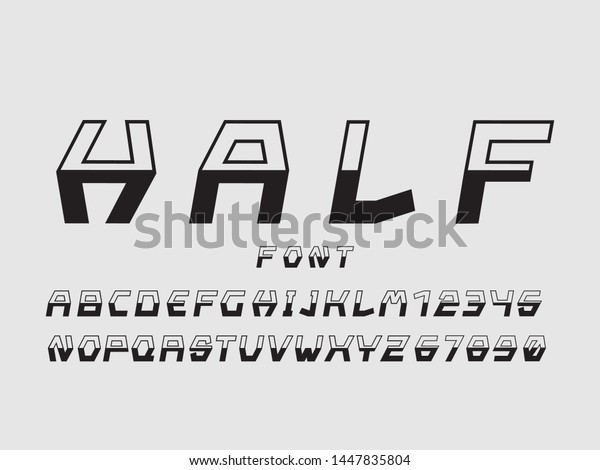 Half Font Vector Alphabet Letters Numbers: เวกเตอร์สต็อก (ปลอดค่า ...
