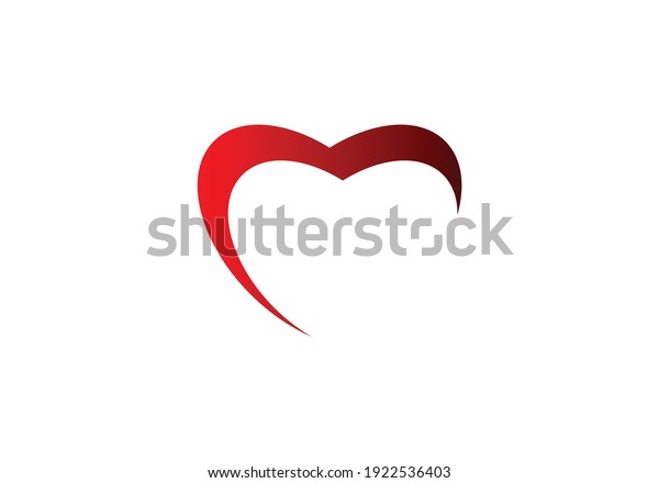 Half Heart Outline Red Love Stock Vector (Royalty Free) 1922536403 ...