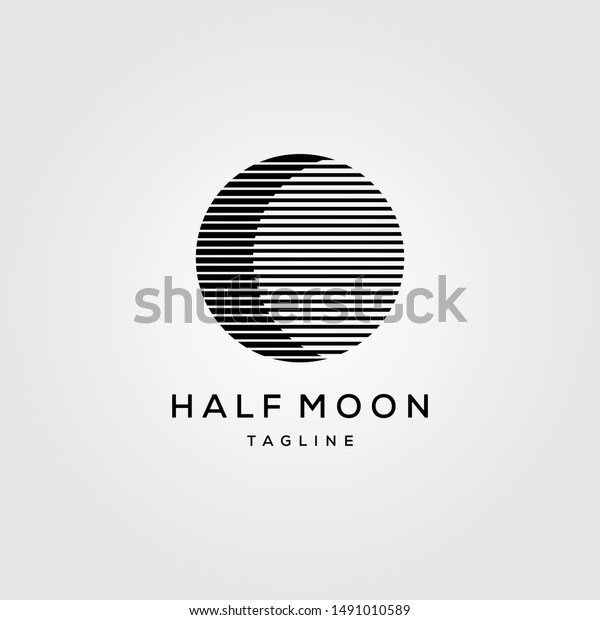 Half Moon Line Art Logo Template Stock Vector (Royalty Free) 1491010589