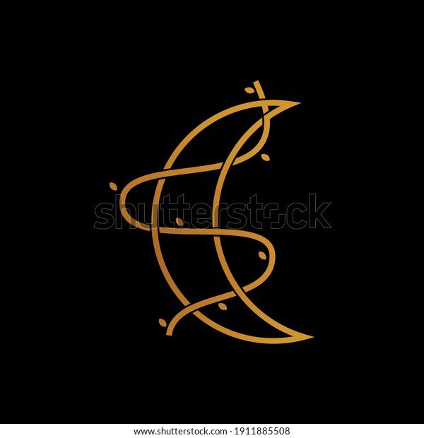 Half Moon Logo Design Outline Moon Stock Vector (Royalty Free) 1911885508