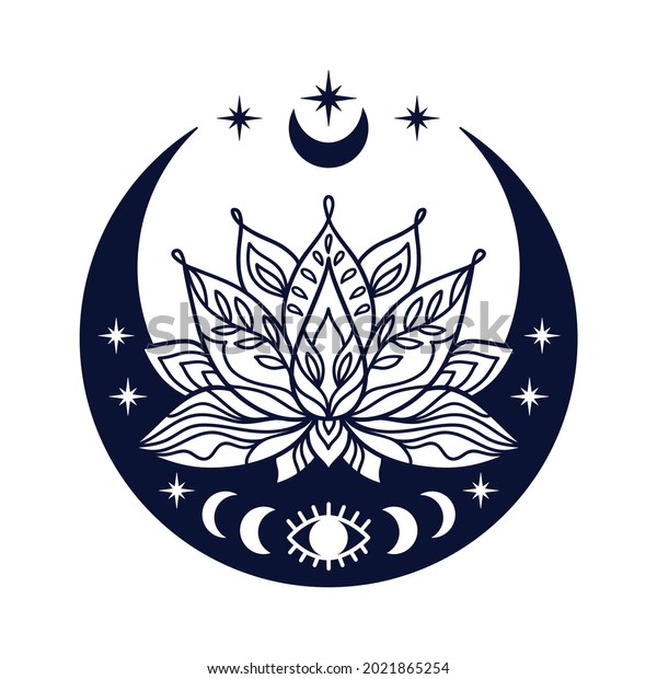 Half Moon Lotus Flower Mystial Symbol Stock Vector (Royalty Free ...