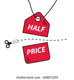 Half Price Cut Vector Illustration Stock Vector (Royalty Free ...