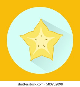 Half Starfruit Isolated On Yellow Background Stock Vector (Royalty Free ...