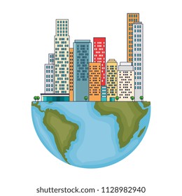 Half World Buildings Cityscape Stock Vector (Royalty Free) 1128981350 ...