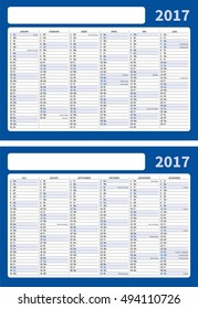 Half Year Calendar Two Sides A4: vector de stock (libre de regalías ...