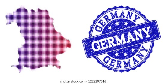 Halftone Dot Map Germany Blue Grunge Stock Vector (Royalty Free ...